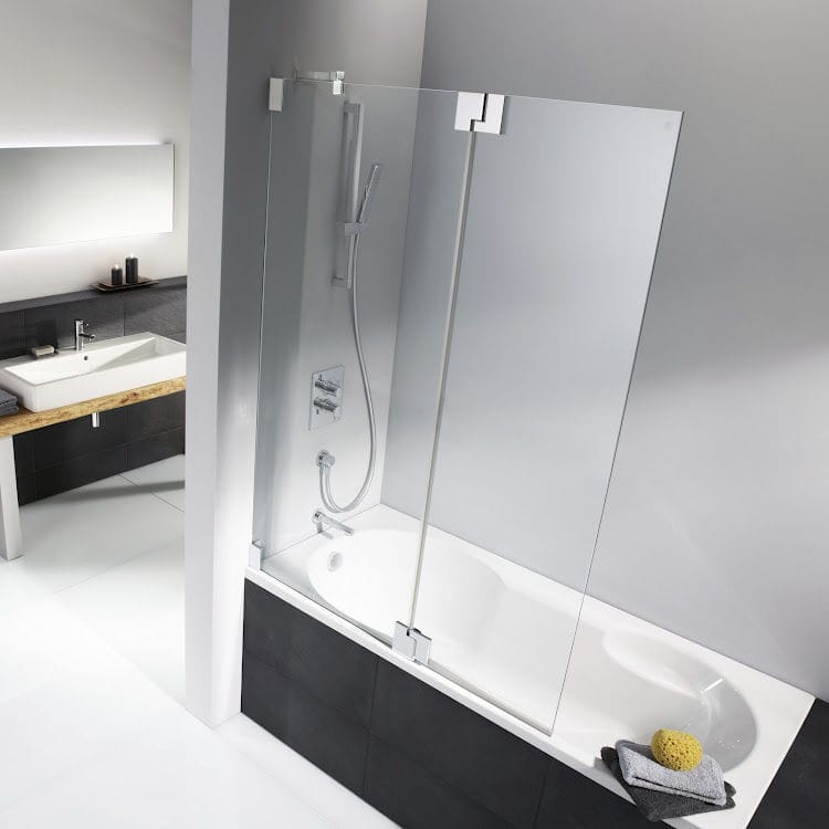 Fixed bath screen - K2.82 - HSK - swing / left hand / tempered glass