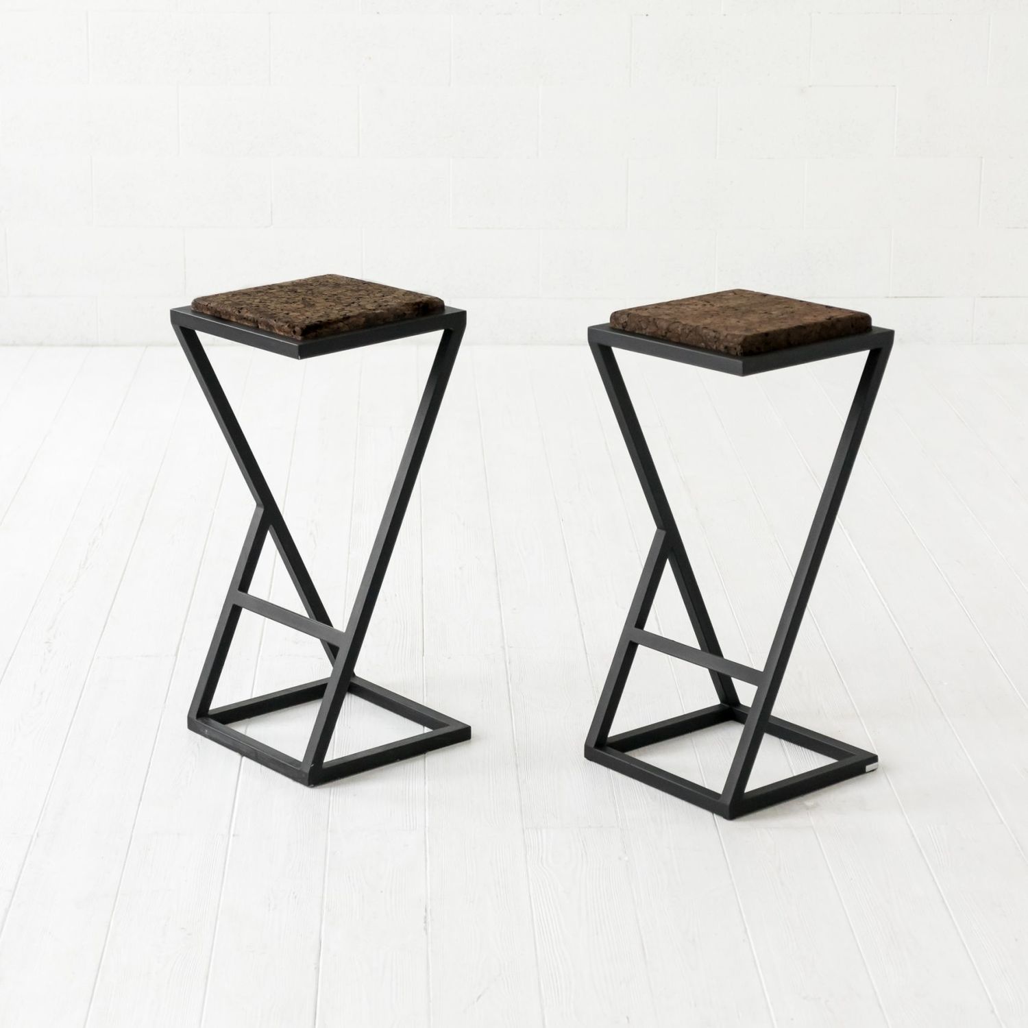 Contemporary bar stool - X - IDDO - cork / steel base / cantilever