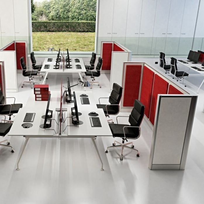 Free-standing desk partition - Arcarossa - aluminum / acoustic / gray