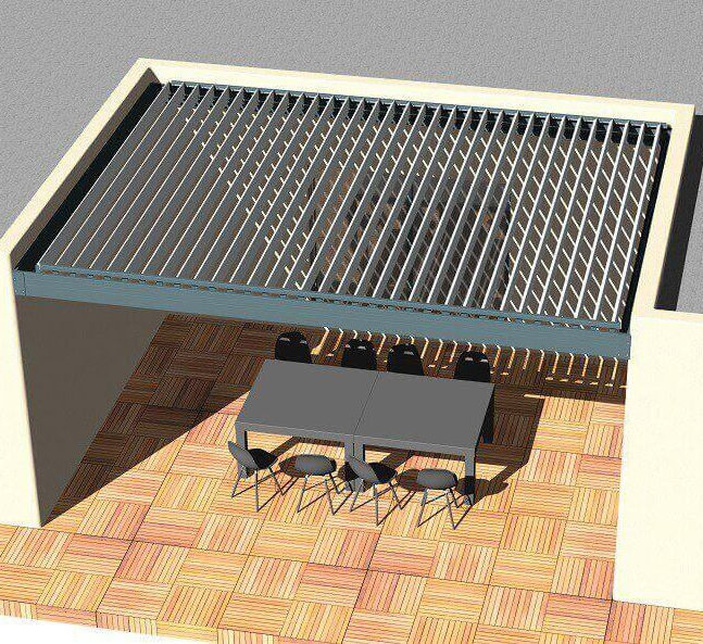 Hanging pergola - H2 - USINE-ONLINE - extruded aluminum / with mobile ...