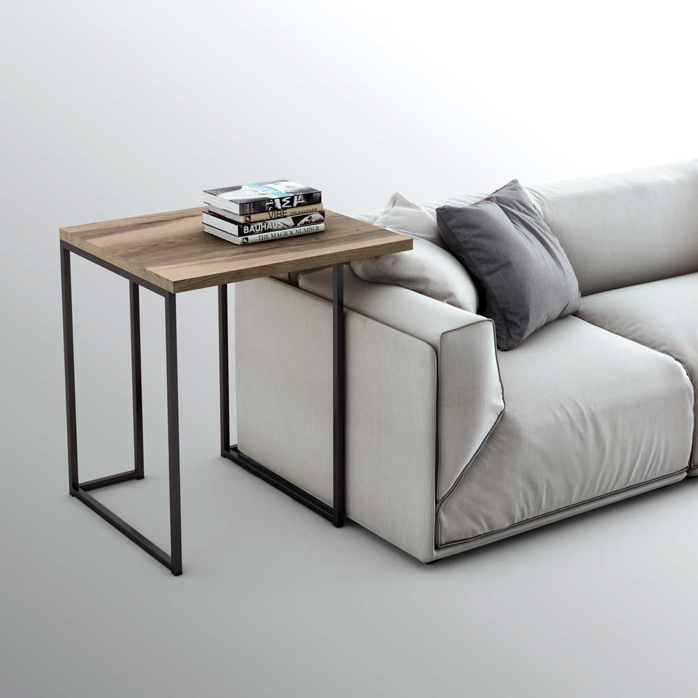 Contemporary side table - ONE - OLUT - natural oak / metal base ...