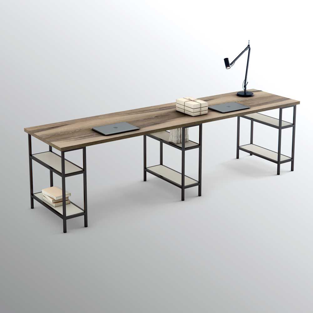 Contemporary work table - TWO - OLUT - oak / metal base / rectangular