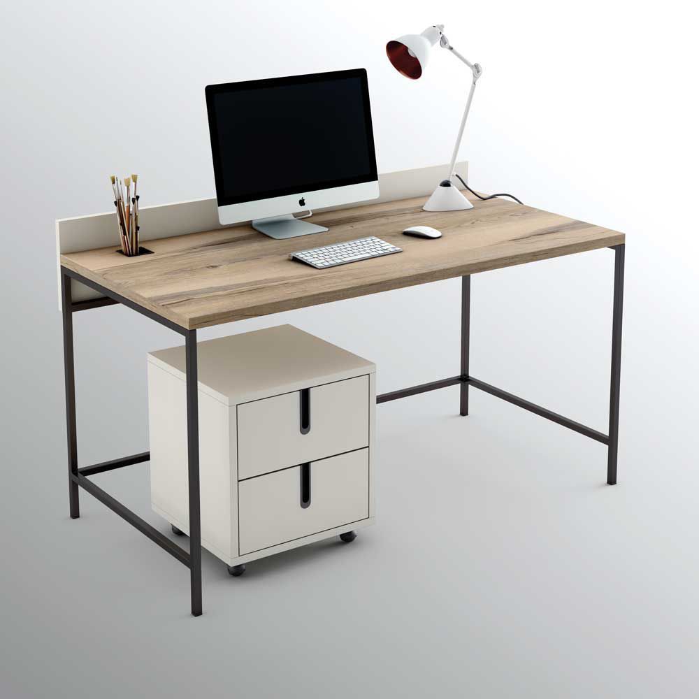 Free-standing desk - THREE - OLUT - contemporary / oak / straight