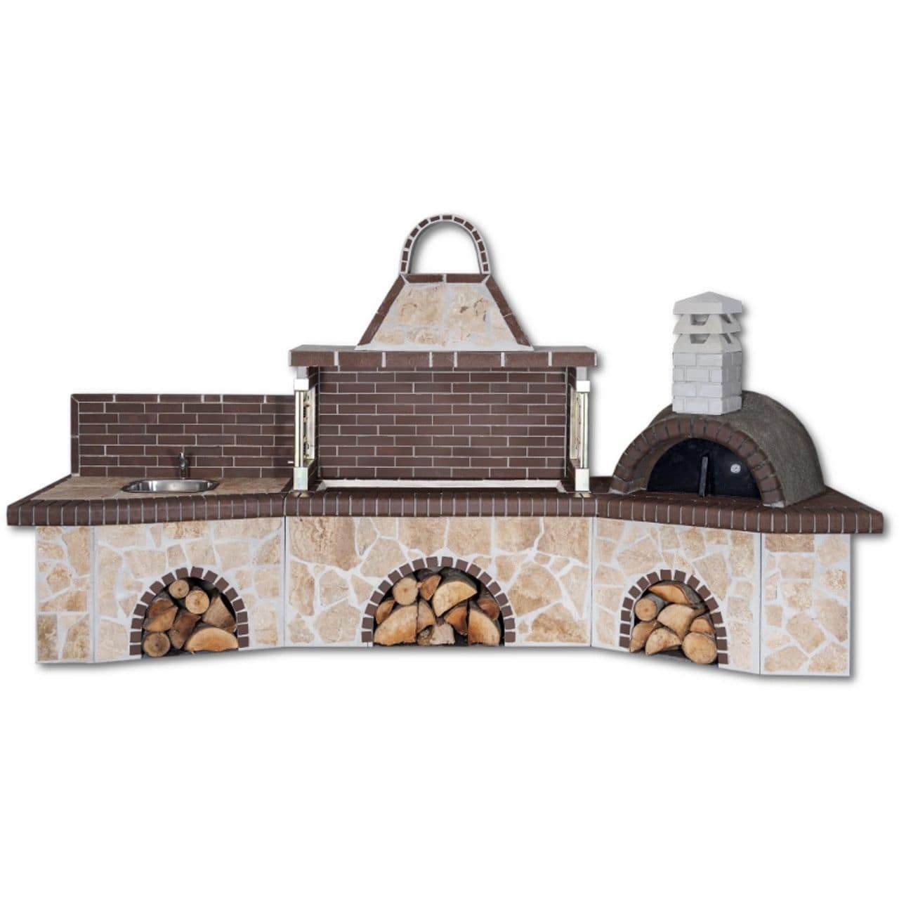 Wood-burning barbecue - 0200 - Sxistolithos - fixed / clay / metal