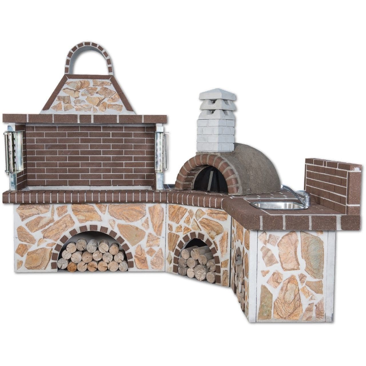 Wood-burning barbecue - 0240 - Sxistolithos - free-standing / clay / metal
