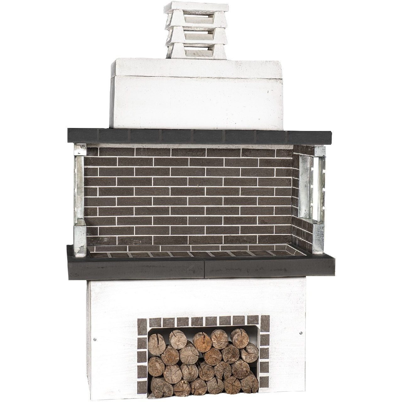 Wood-burning barbecue - 0110 - Sxistolithos - free-standing / clay / metal