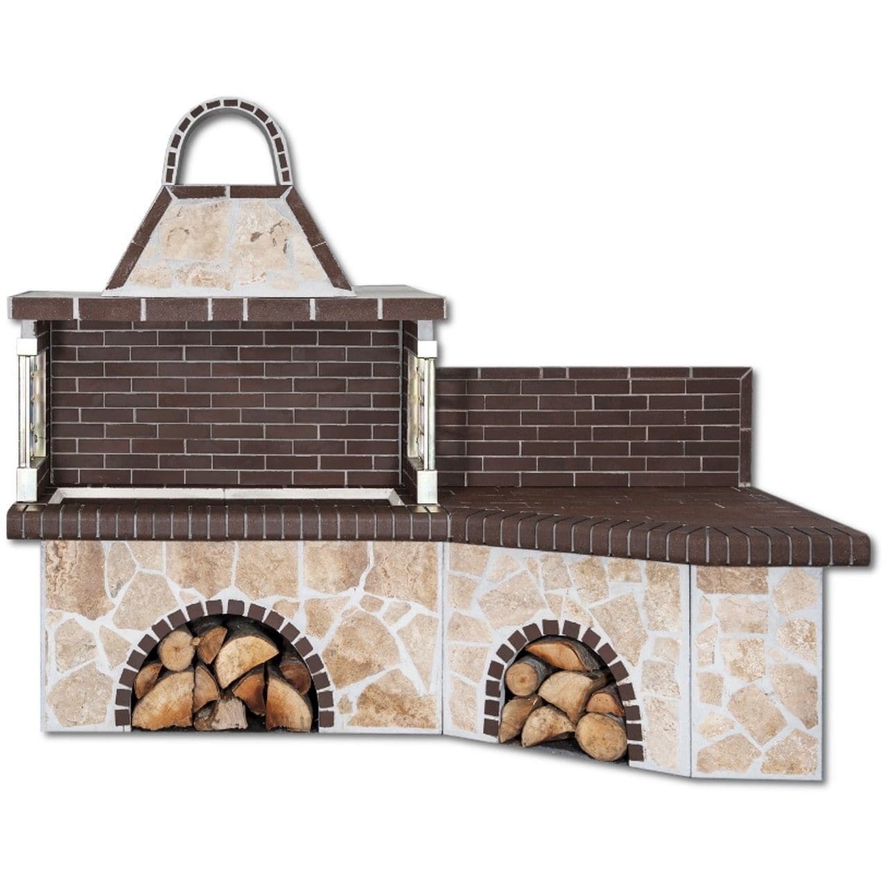 Wood-burning barbecue - 0220 - Sxistolithos - fixed / clay / metal