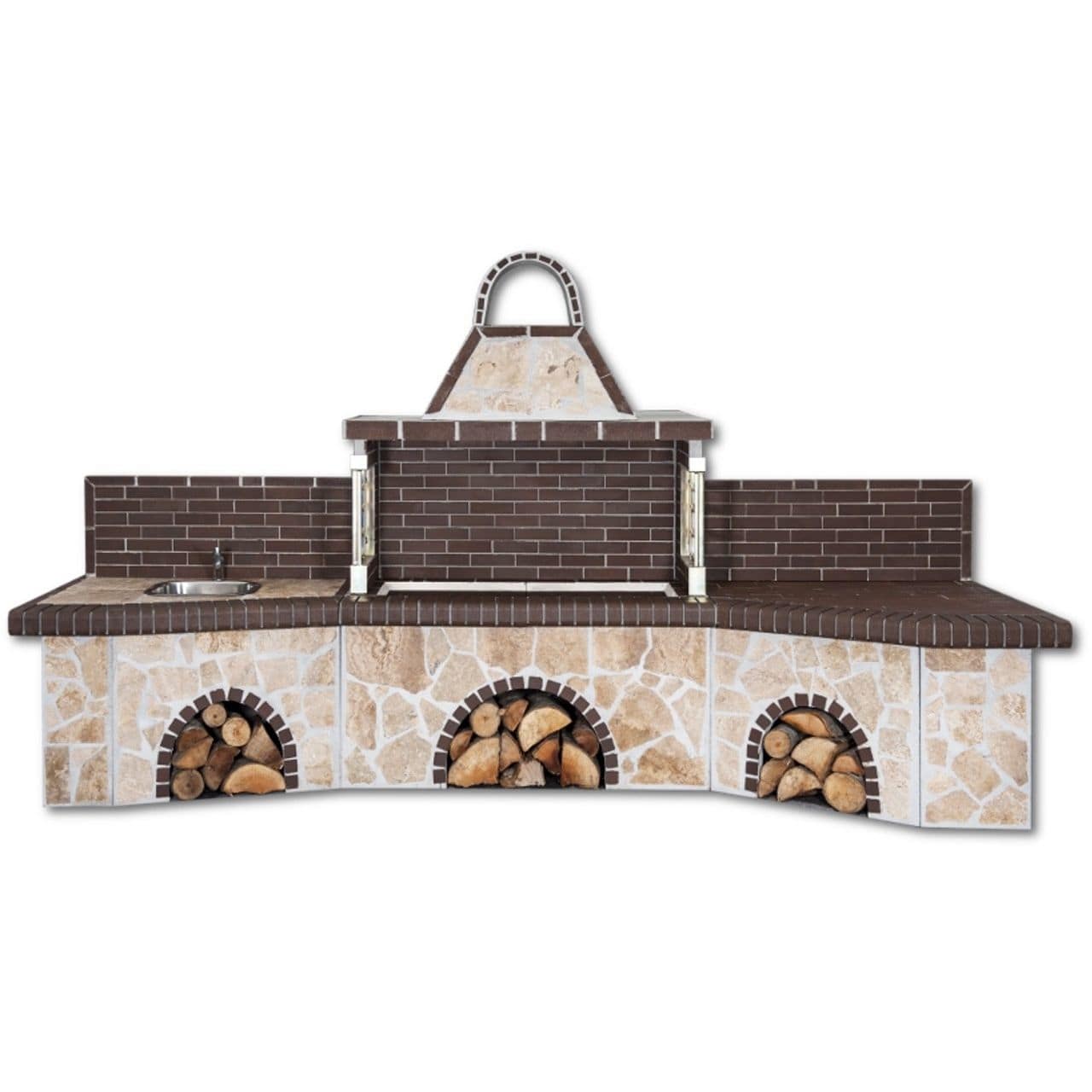 Wood-burning barbecue - 0218 - Sxistolithos - fixed / metal / limestone