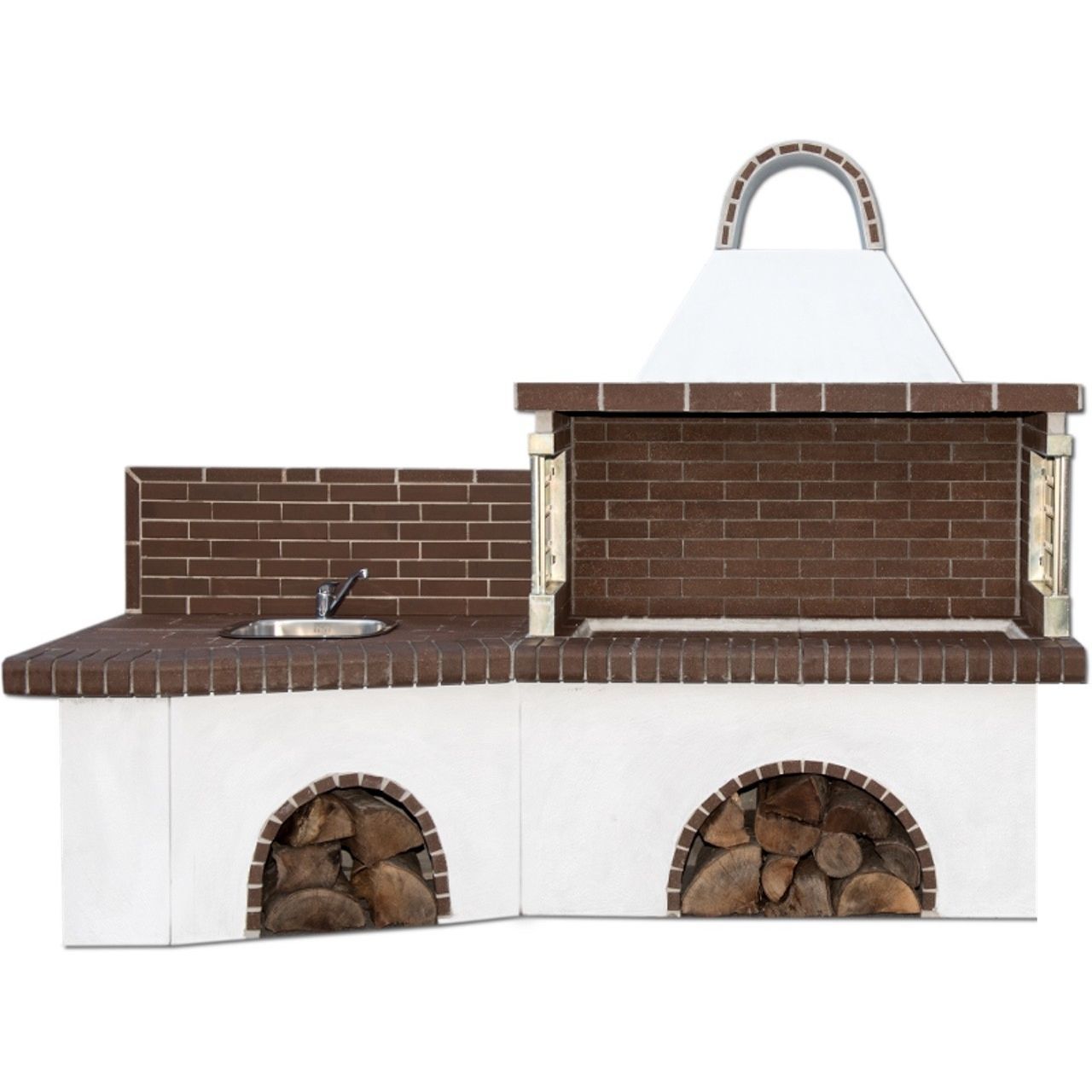 Wood-burning barbecue - 0227 - Sxistolithos - fixed / clay / metal