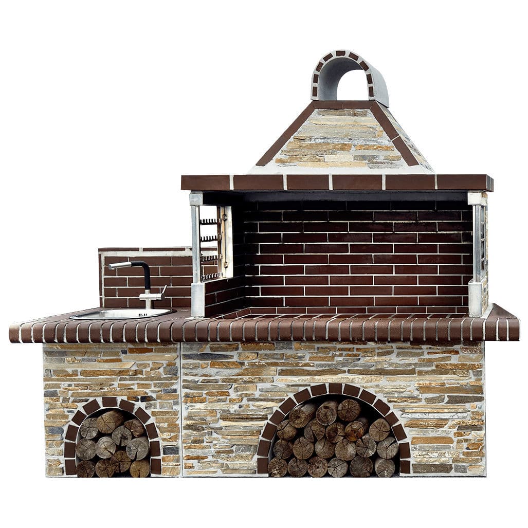 Wood-burning barbecue - 04300 - Sxistolithos - fixed / clay / stainless