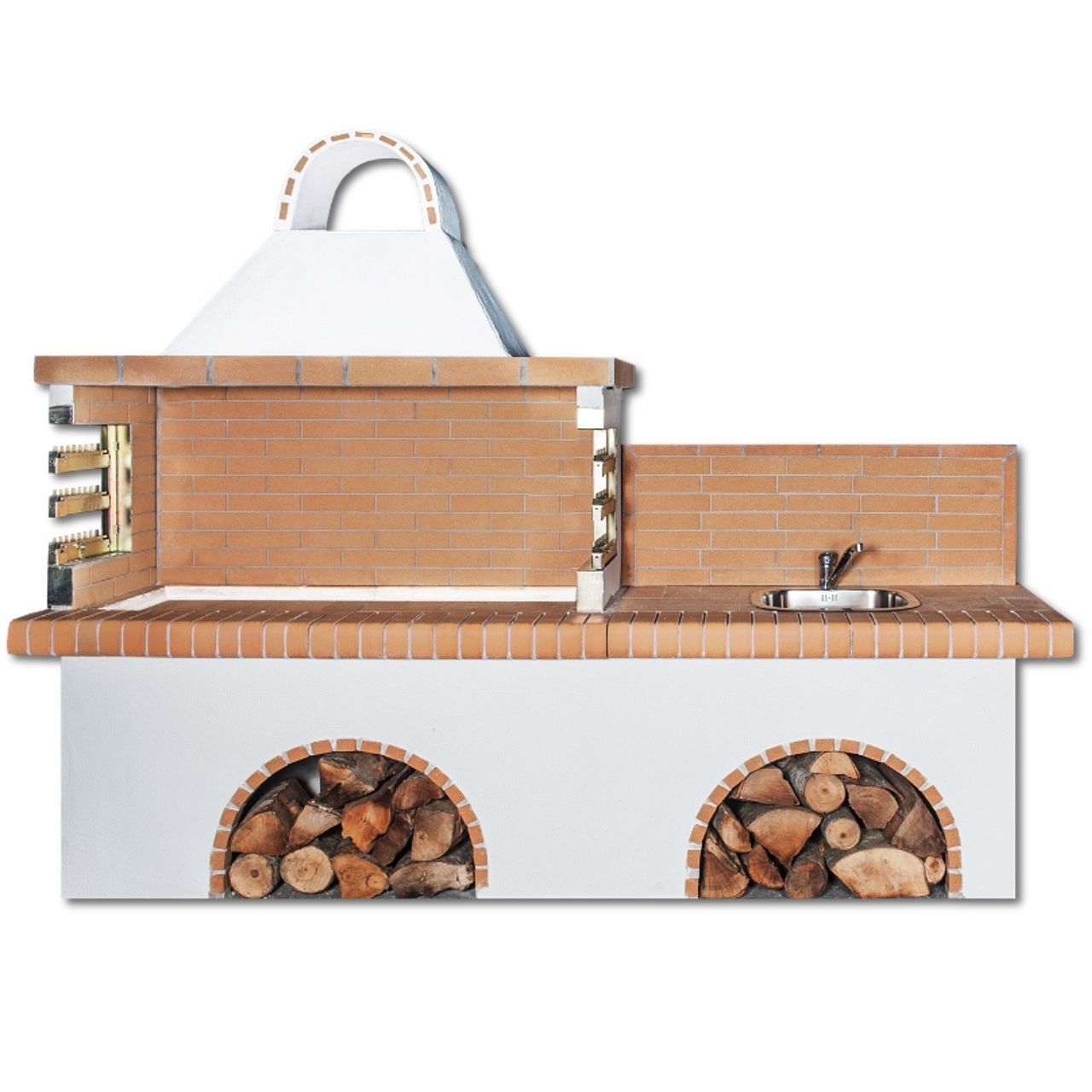 Wood-burning barbecue - 0207 - Sxistolithos - fixed / clay / metal