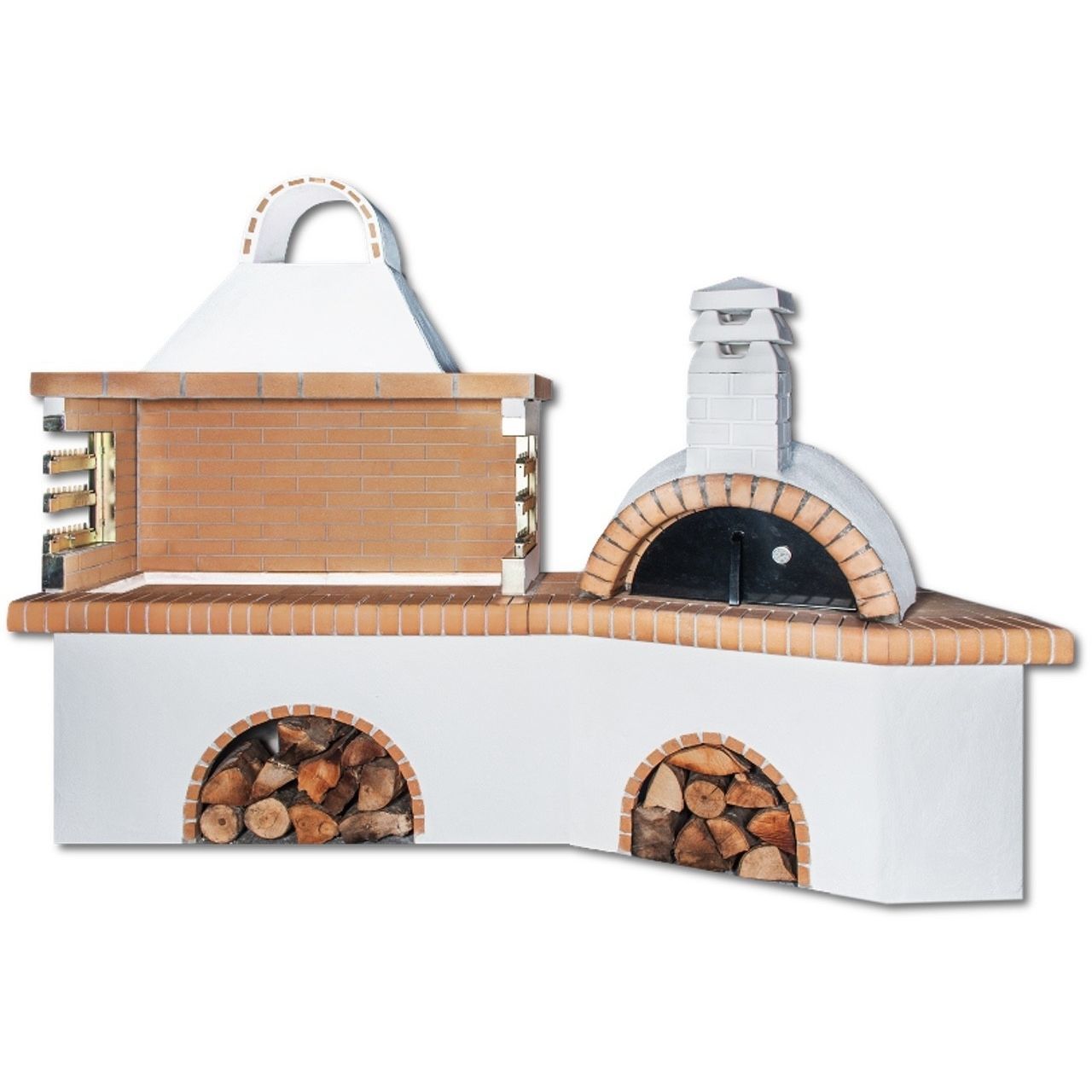 Wood-burning barbecue - 0210 - Sxistolithos - fixed / clay / metal
