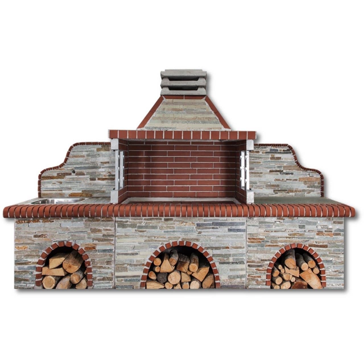 Wood-burning barbecue - 0205 - Sxistolithos - fixed / clay / metal