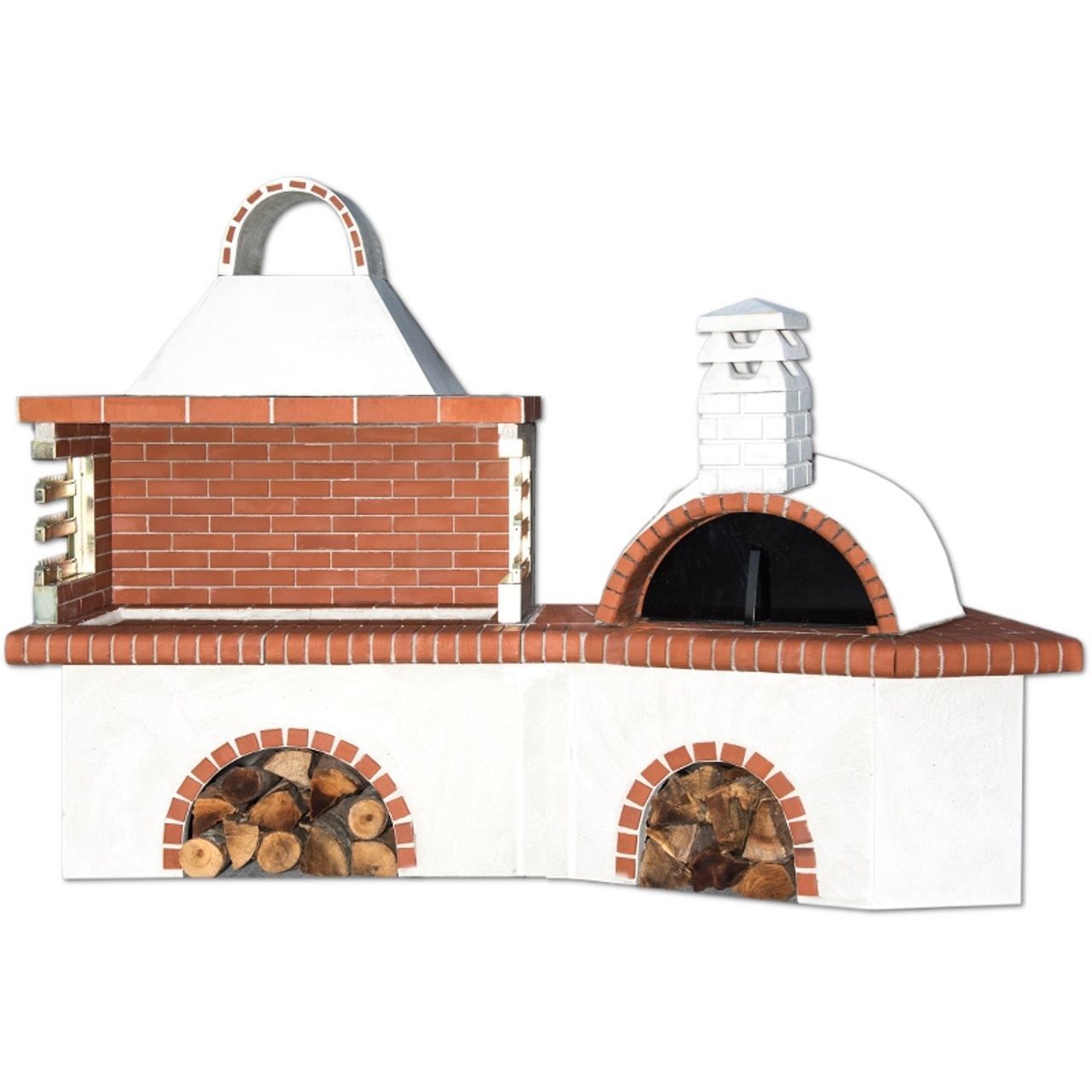 Wood-burning barbecue - 0224 - Sxistolithos - fixed / clay / metal