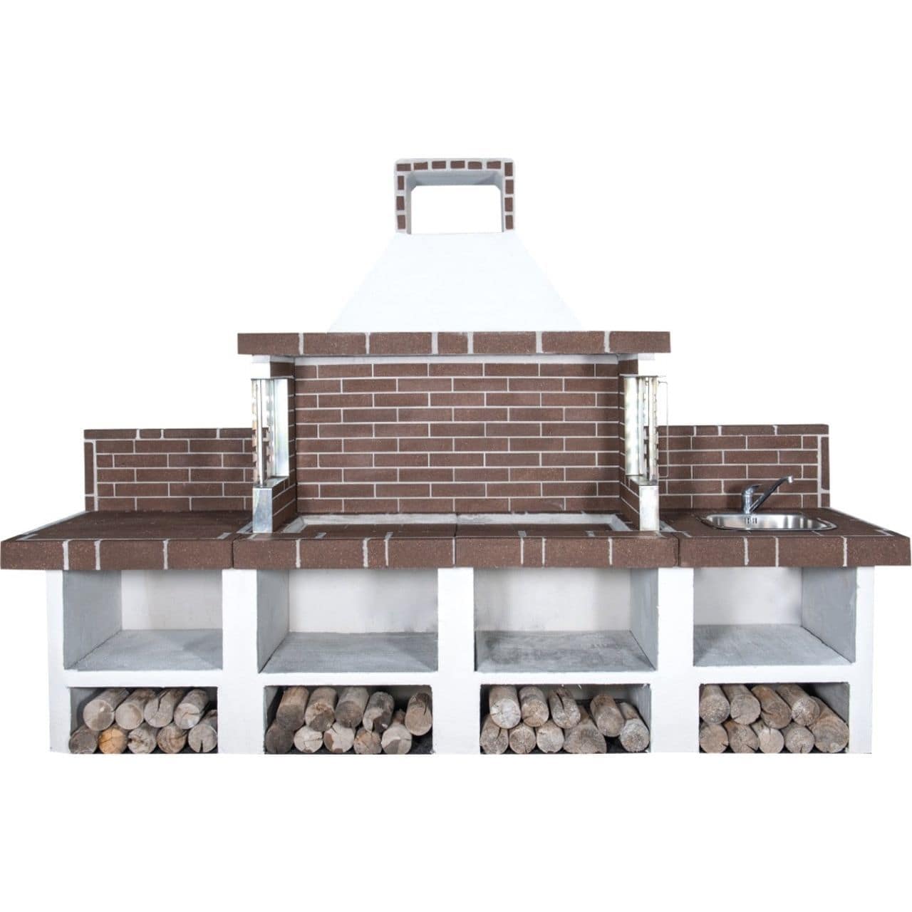 Wood-burning barbecue - 0241 - Sxistolithos - fixed / clay / metal