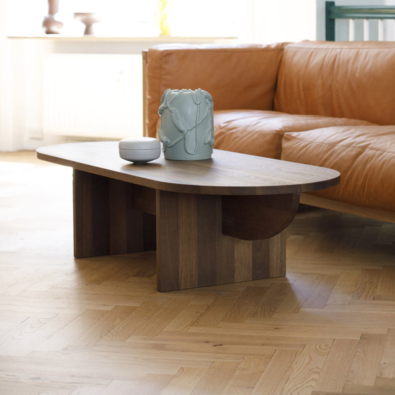 Contemporary coffee table - Keel - BERNSTORFFSMINDE - oak / oak base / oval