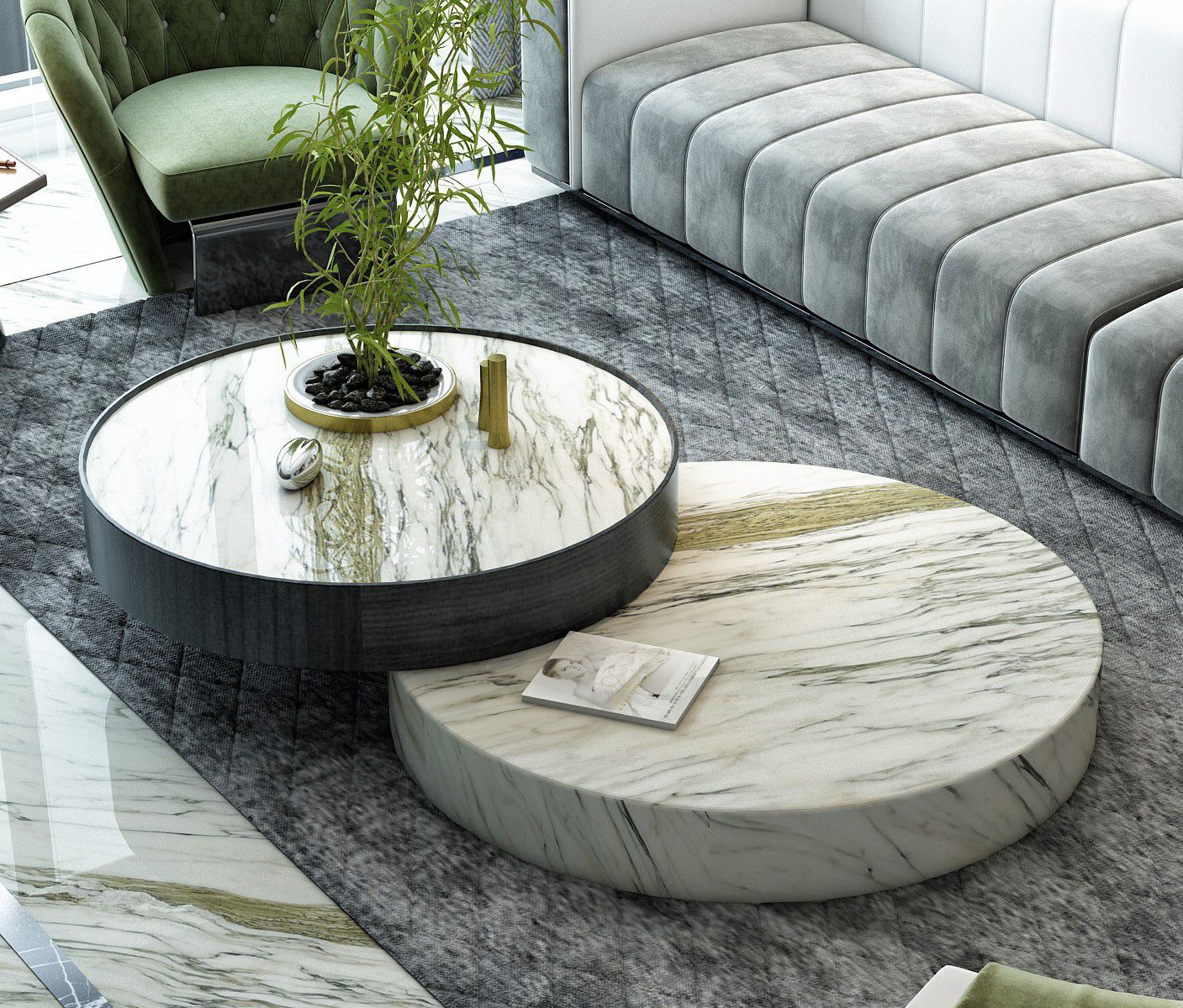 Contemporary nesting tables - CALACATTA VERDE - PASIFIK GRANIT - marble ...