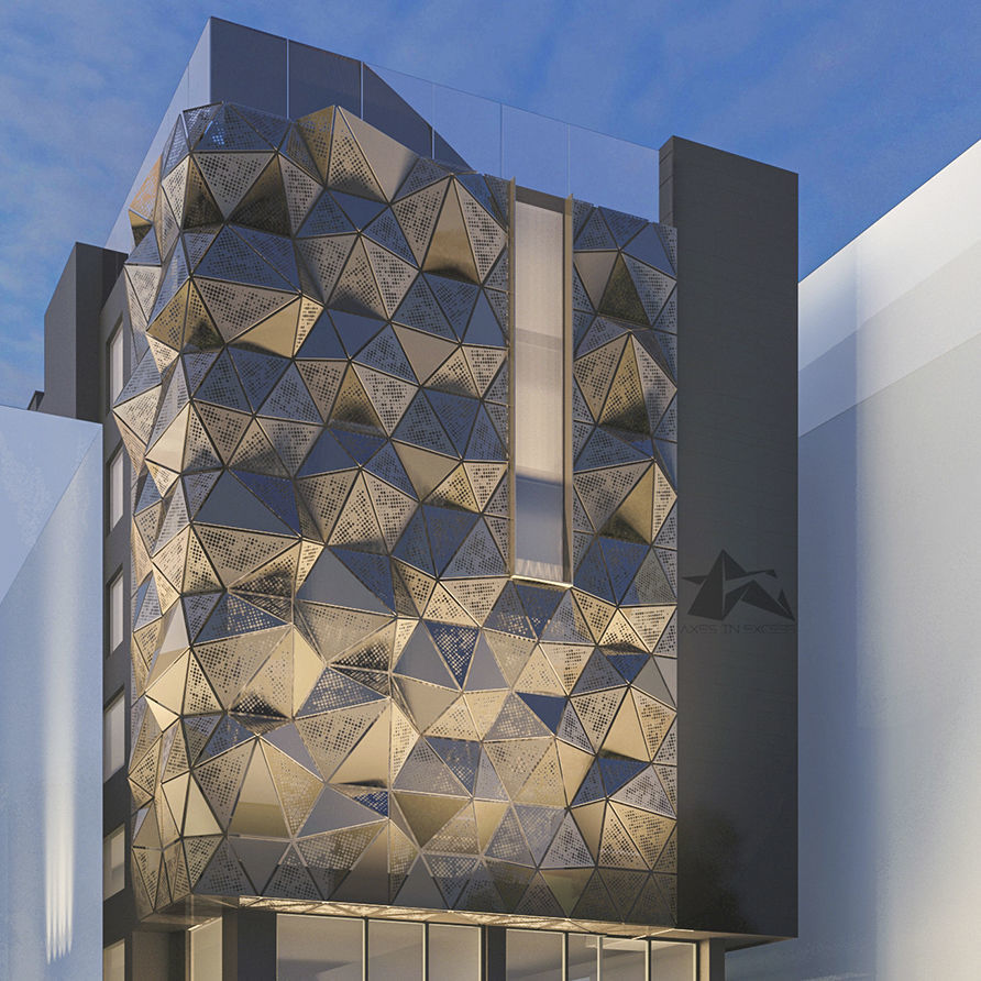 Panel cladding - TRIANGULAR SYMPHONY™ - Axes in Excess - metal ...