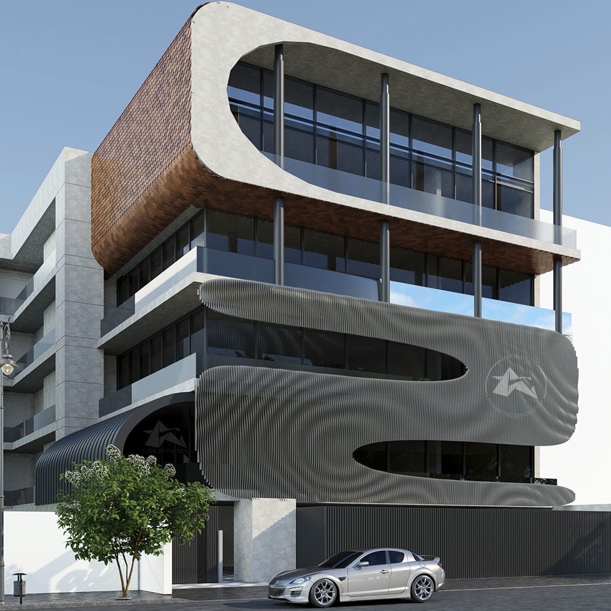 Metal wall cladding - CIRCULAR - Axes in Excess - for facade / new ...