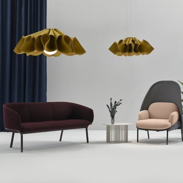 Acoustic felt lamp - IVY - flexxica - pendant / metal / fabric