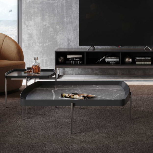 Contemporary coffee table - Capri - Stylish Club - wood veneer / iron ...