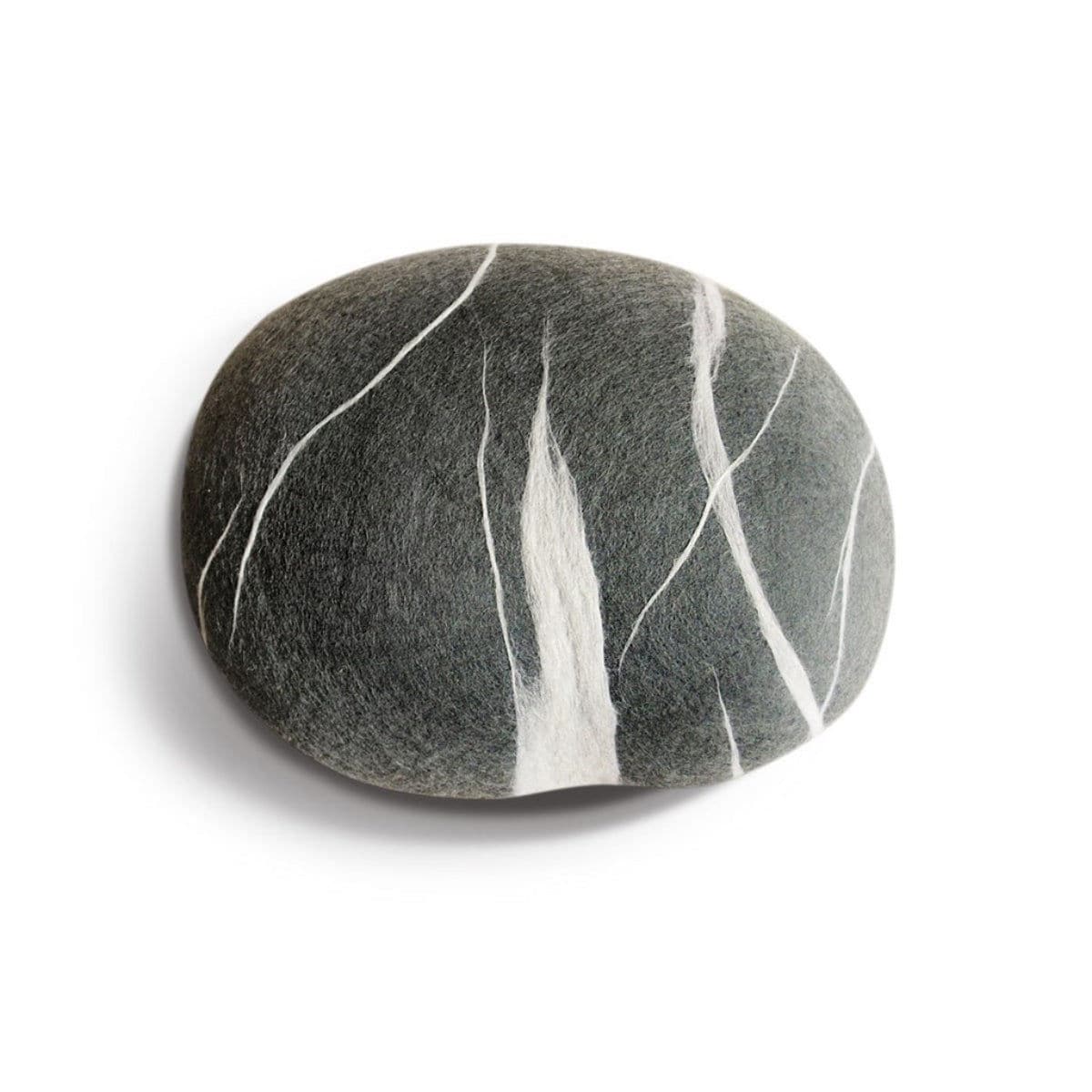 Contemporary pouf - SEA PEBBLE - Katsu Stones - wool / round / handmade