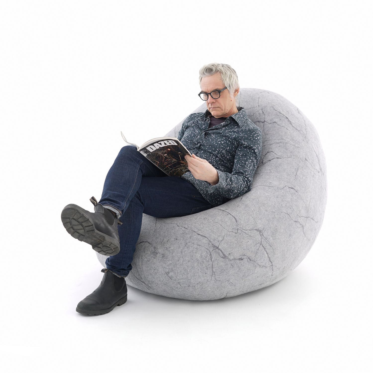 Contemporary bean bag - STONE CAPSULES - Katsu Stones - wool / handmade ...
