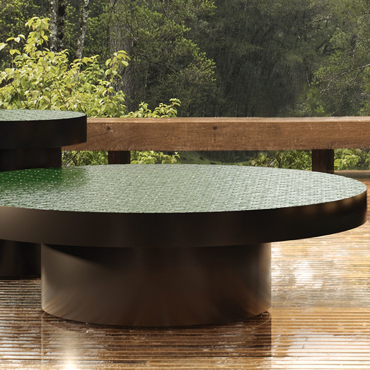 Design coffee table - HISS - Yaaz - aluminum / porcelain / aluminum base