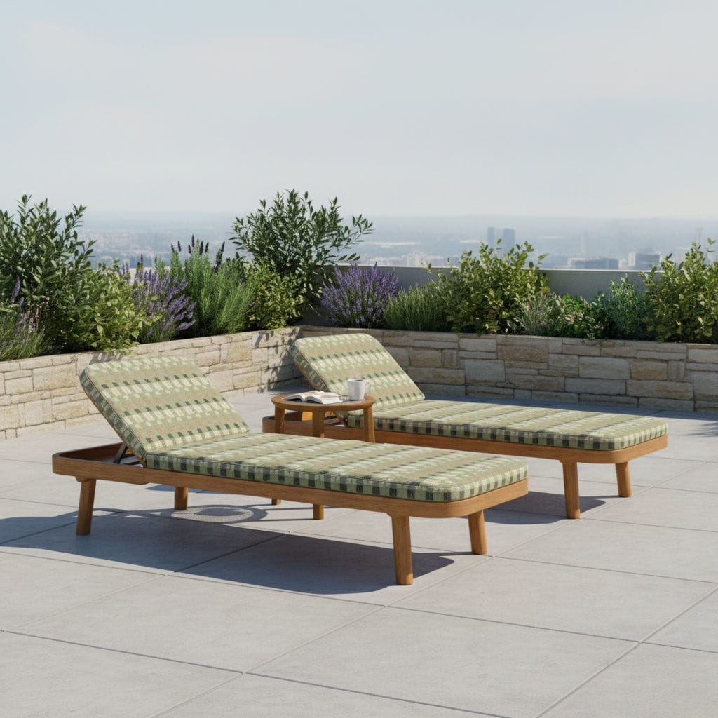 Contemporary sunbed - UZ - Yaaz - Sunbrella® / teak / pool