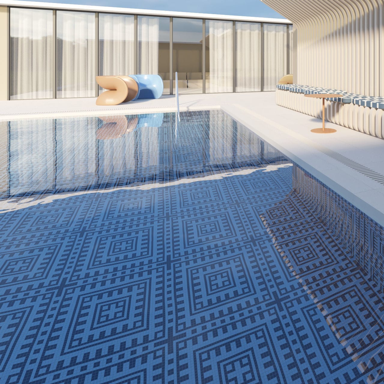 Lava mosaic tile - MAYAN AZZURRO - TESSERE - natural stone / recycled ...