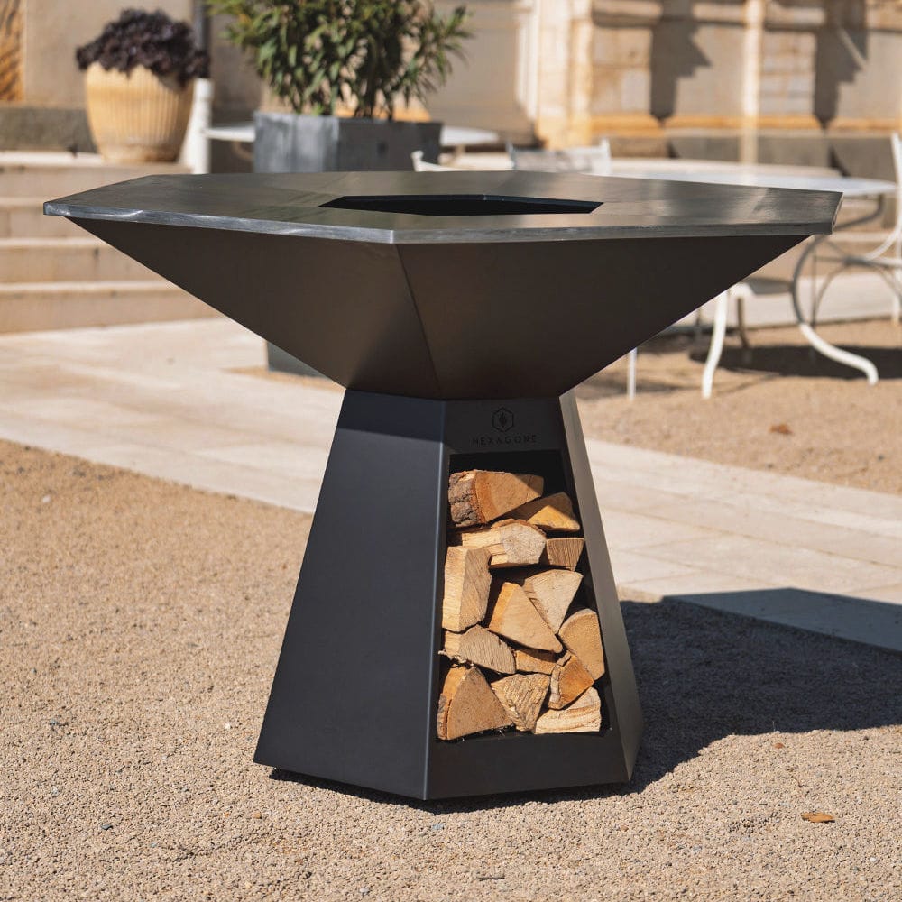 Plancha fire pit - Grand banquet|150 - Hexagone - wood-burning / steel ...