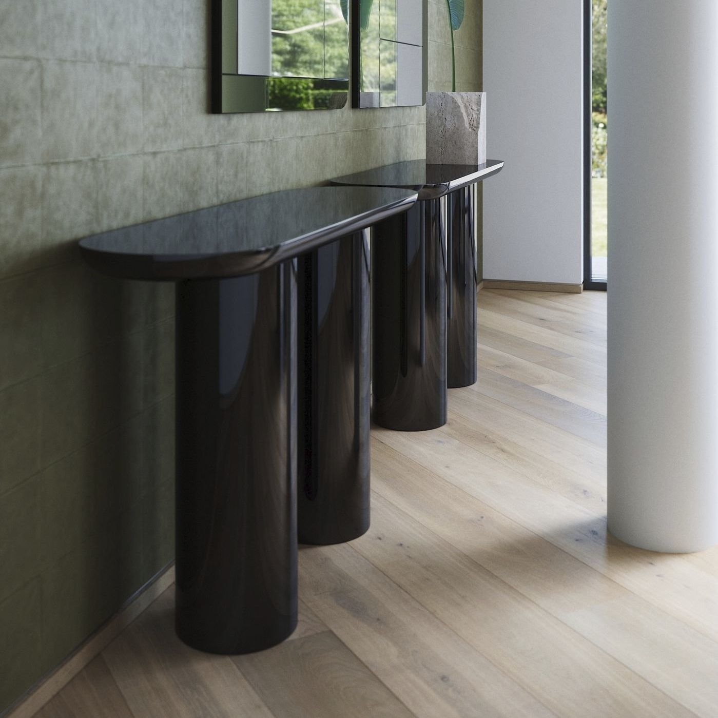 Contemporary sideboard table - EVA - ULTRAMOBILI - walnut / glossy ...