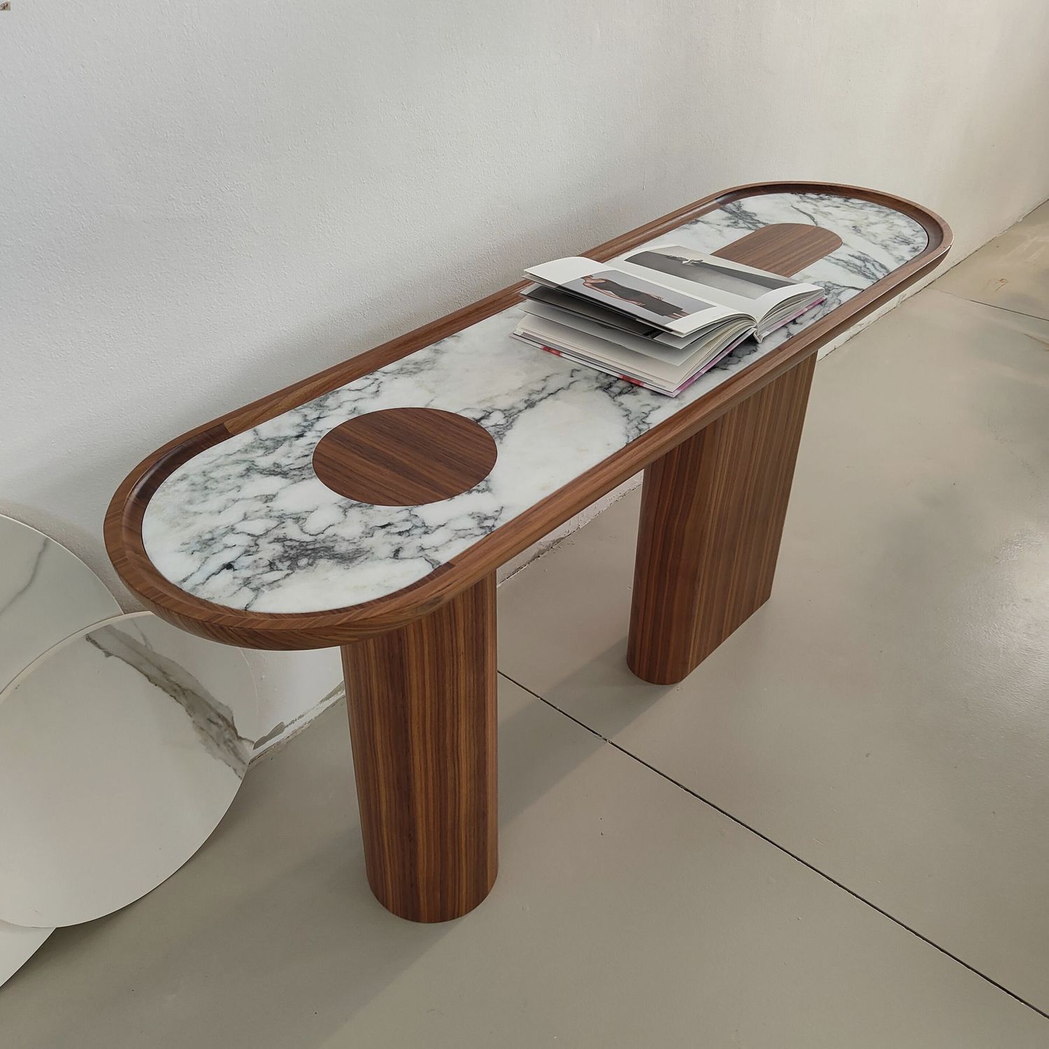 Contemporary sideboard table - CRETA - ULTRAMOBILI - walnut / marble ...