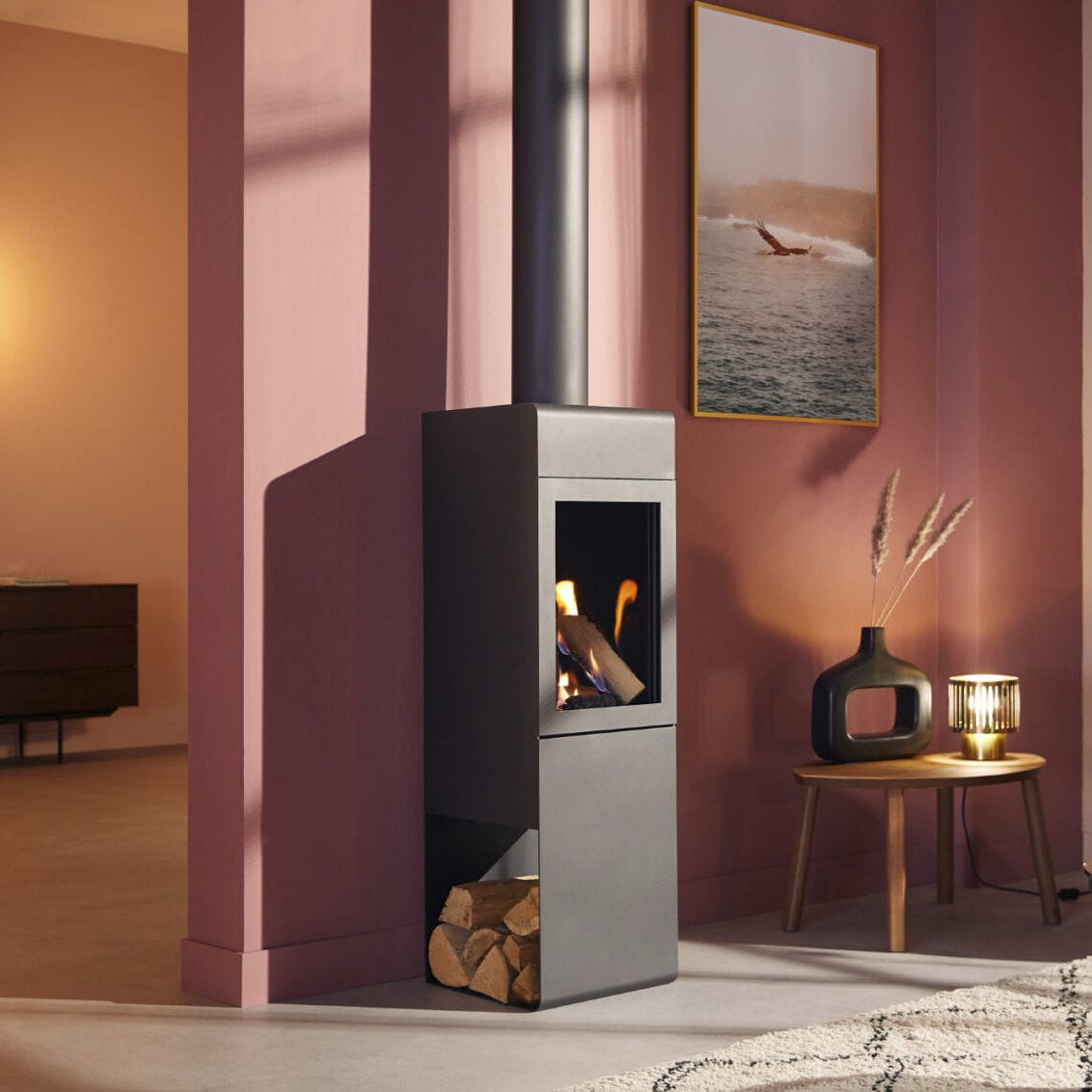 Gas fireplace - Zircon - Trimline Fires - floor-mounted / free-standing ...