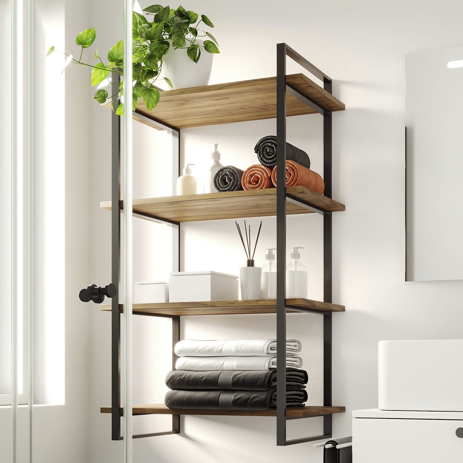 Wall-mounted shelf - 4450114 - Emuca SA - contemporary / wooden / steel