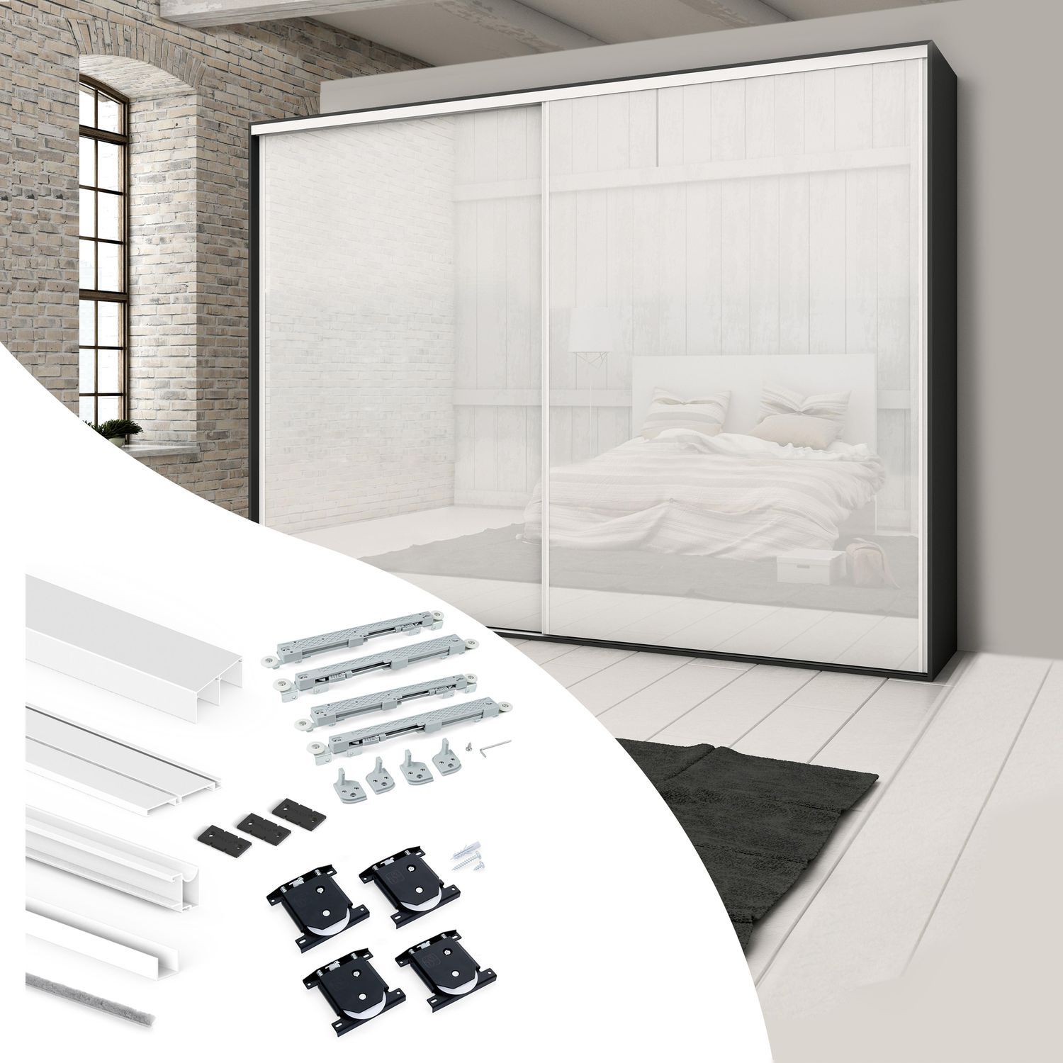 Aluminum sliding system - 6031312 - Emuca SA - for cabinet door / for ...