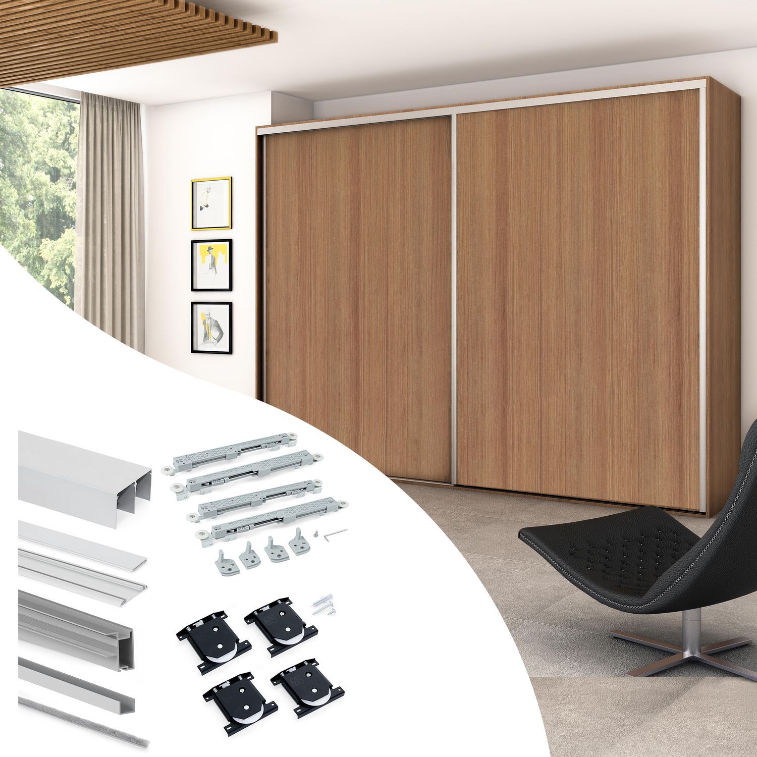 Aluminum sliding system - 6030762 - Emuca SA - plastic / for cabinet ...