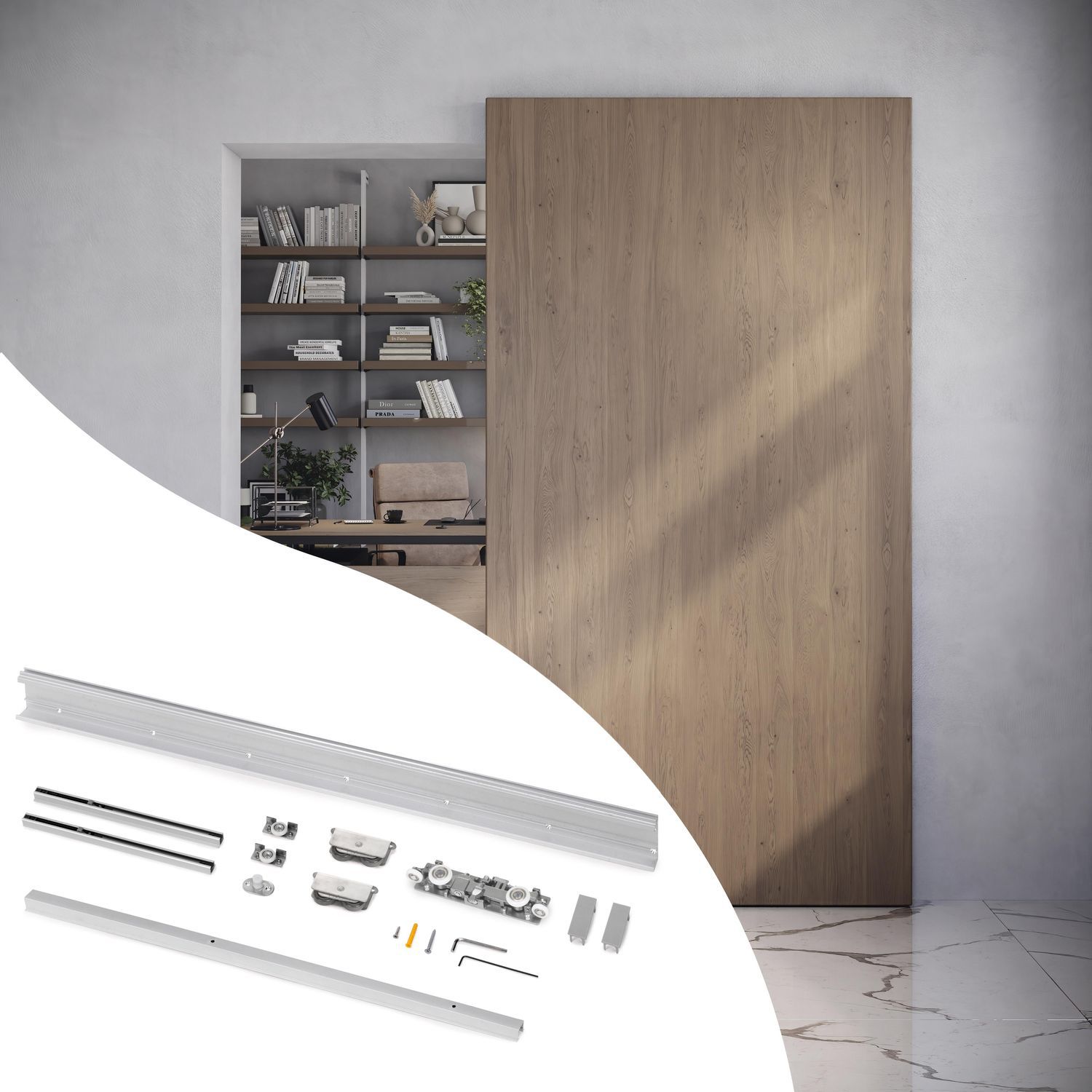 Aluminum sliding system - 6119420 - Emuca SA - wooden door / home