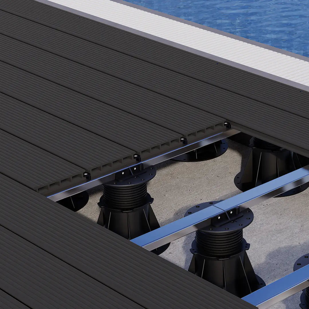 WPC deck board - WPC-DD - TOKOZ Pedestals International - anthracite / brown / wood look