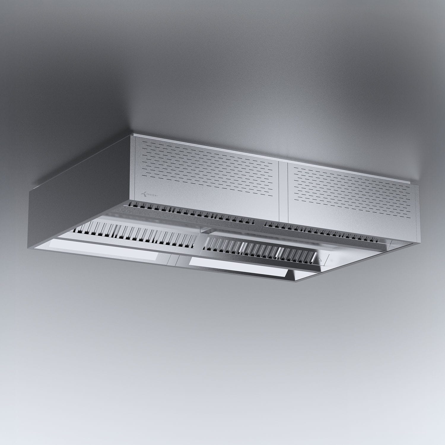 Commercial kitchen range hood - MEDIA - Provent - ceiling-mounted ...