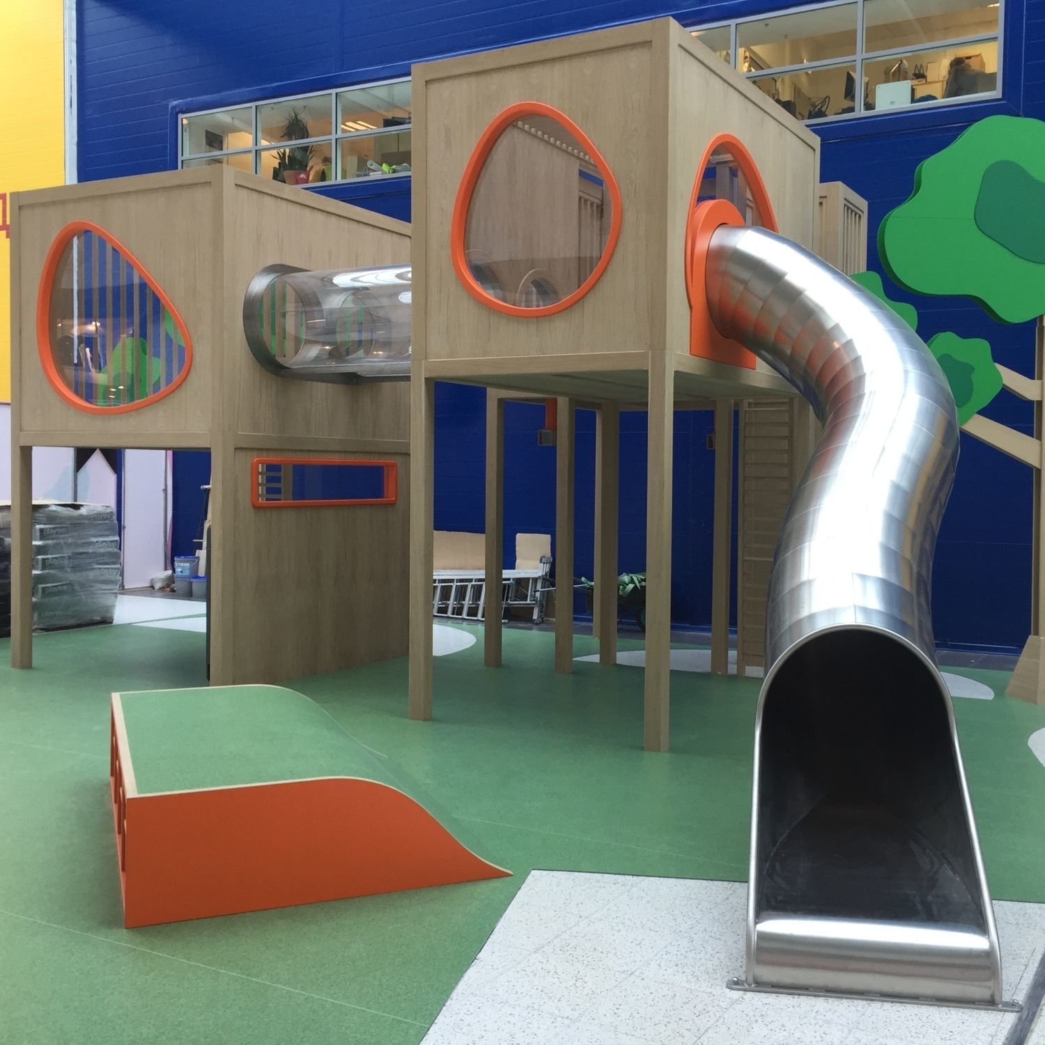 Wooden play tower - SPI Global Play - for public entity / stainless steel