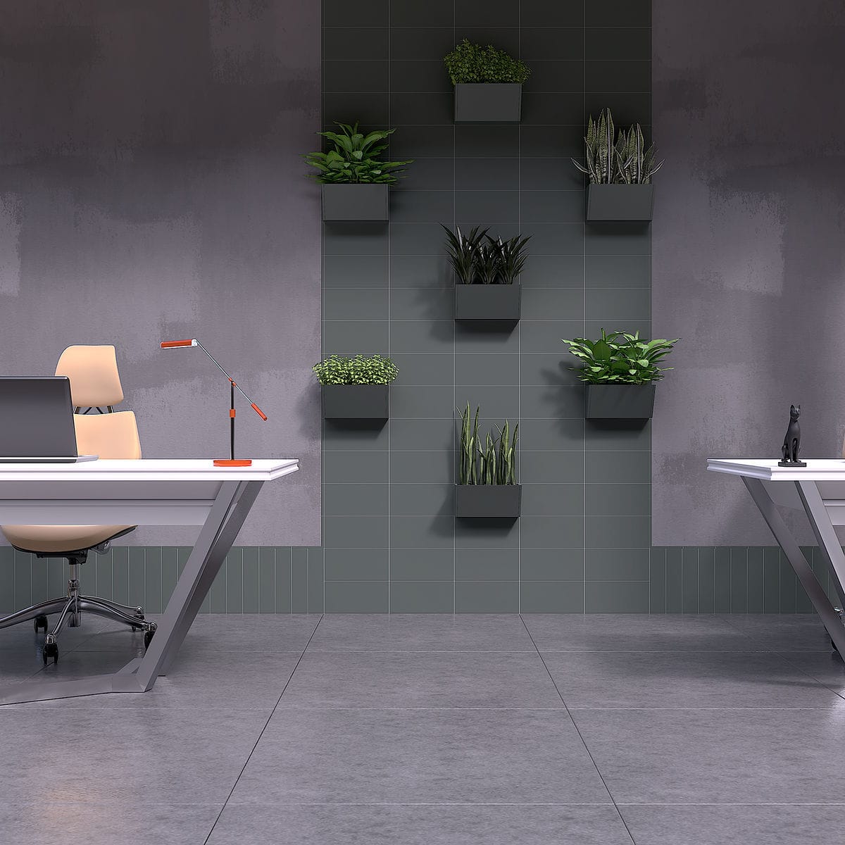 Clay planter - MARIA - Ladiva - rectangular / vertical / on casters