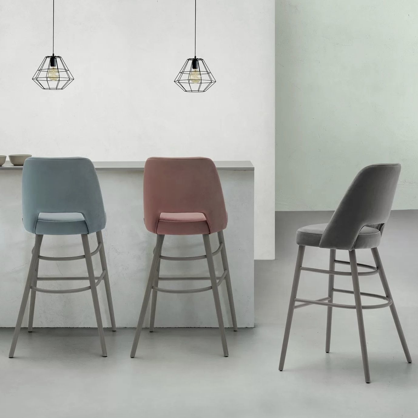Contemporary stool - AXEL - TM Leader Contract - fabric / wooden base / steel base