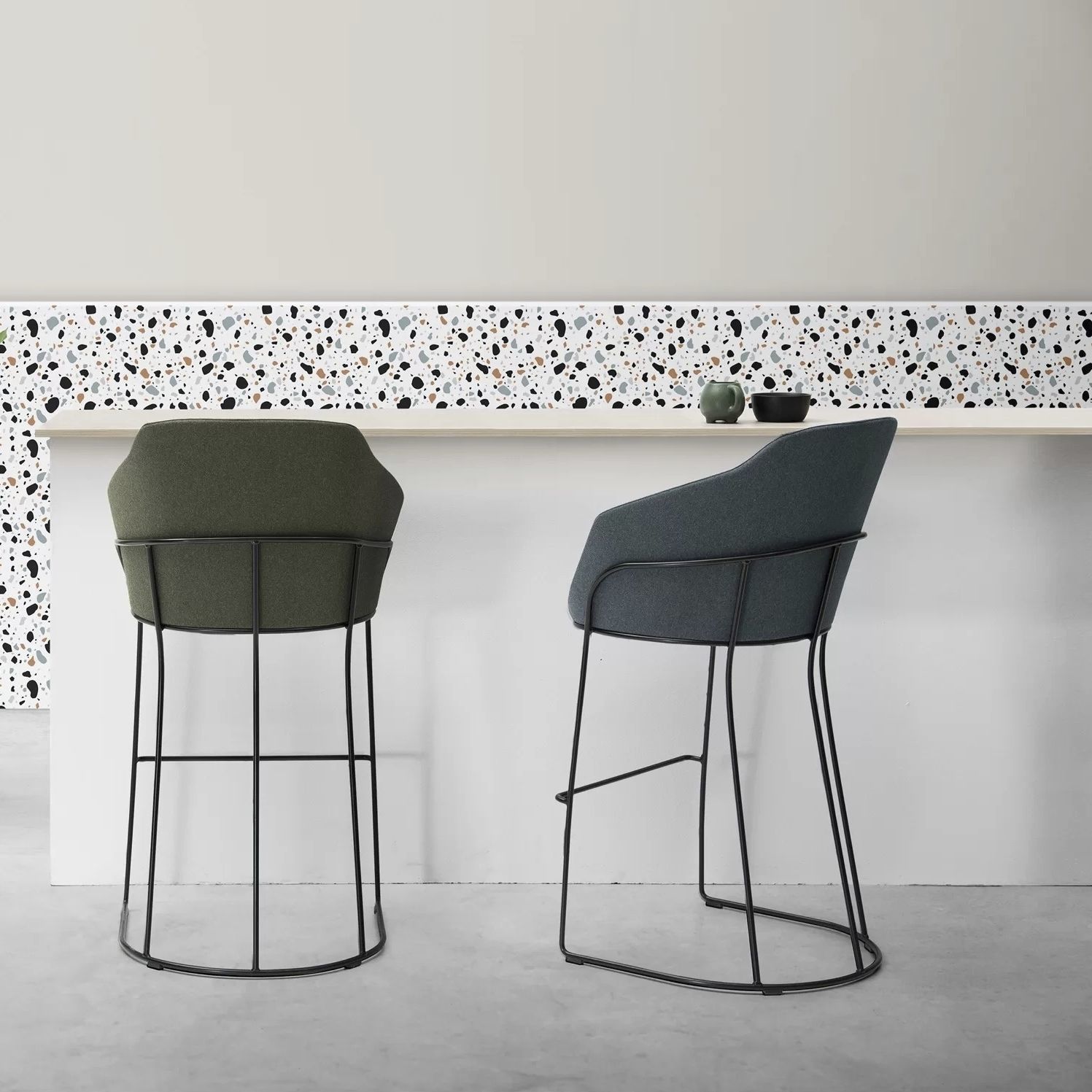 Contemporary stool - ENZO - TM Leader Contract - fabric / metal base ...
