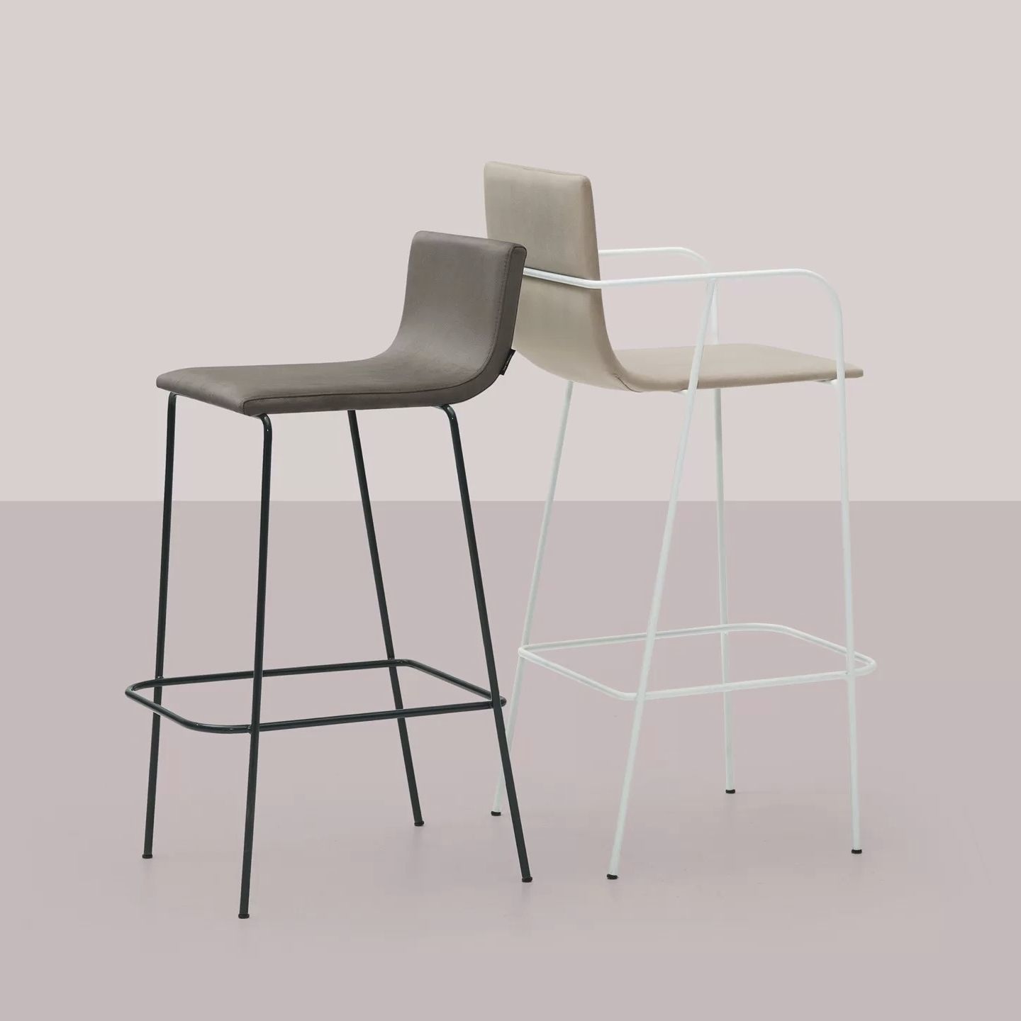Contemporary stool - MILOS - TM Leader Contract - metal / wooden base / with footrest