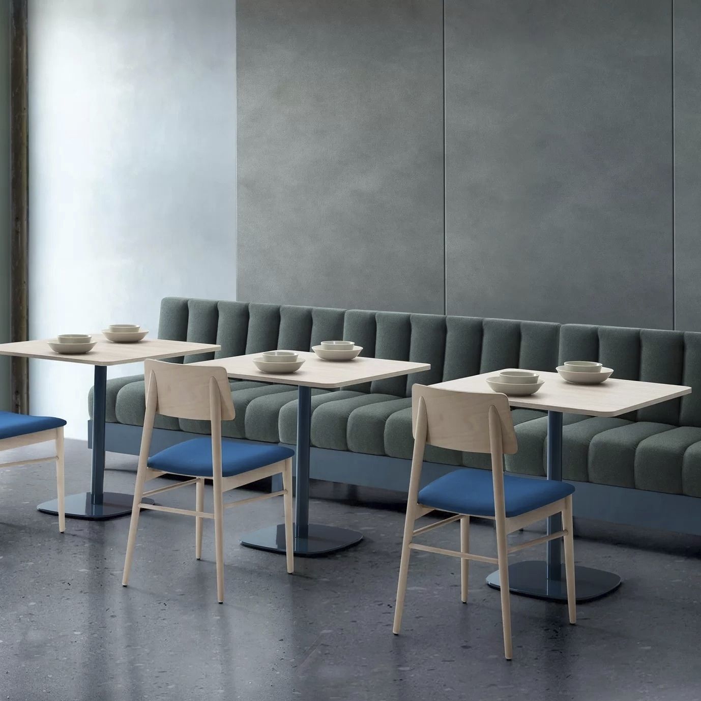 Contemporary bench - ERA - TM Leader Contract - solid wood / fabric ...