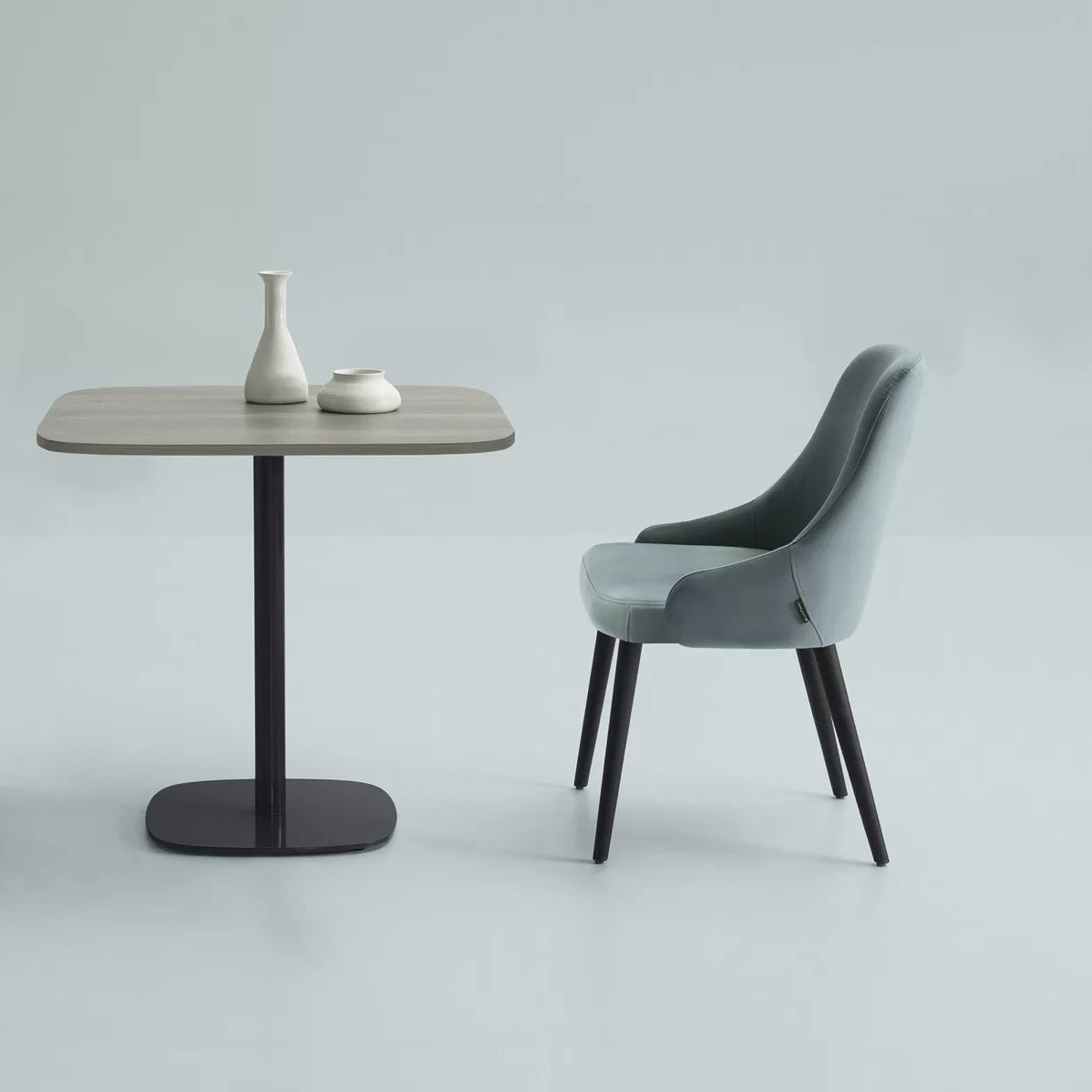 Contemporary table - LENI - TM Leader Contract - metal / melamine / metal base