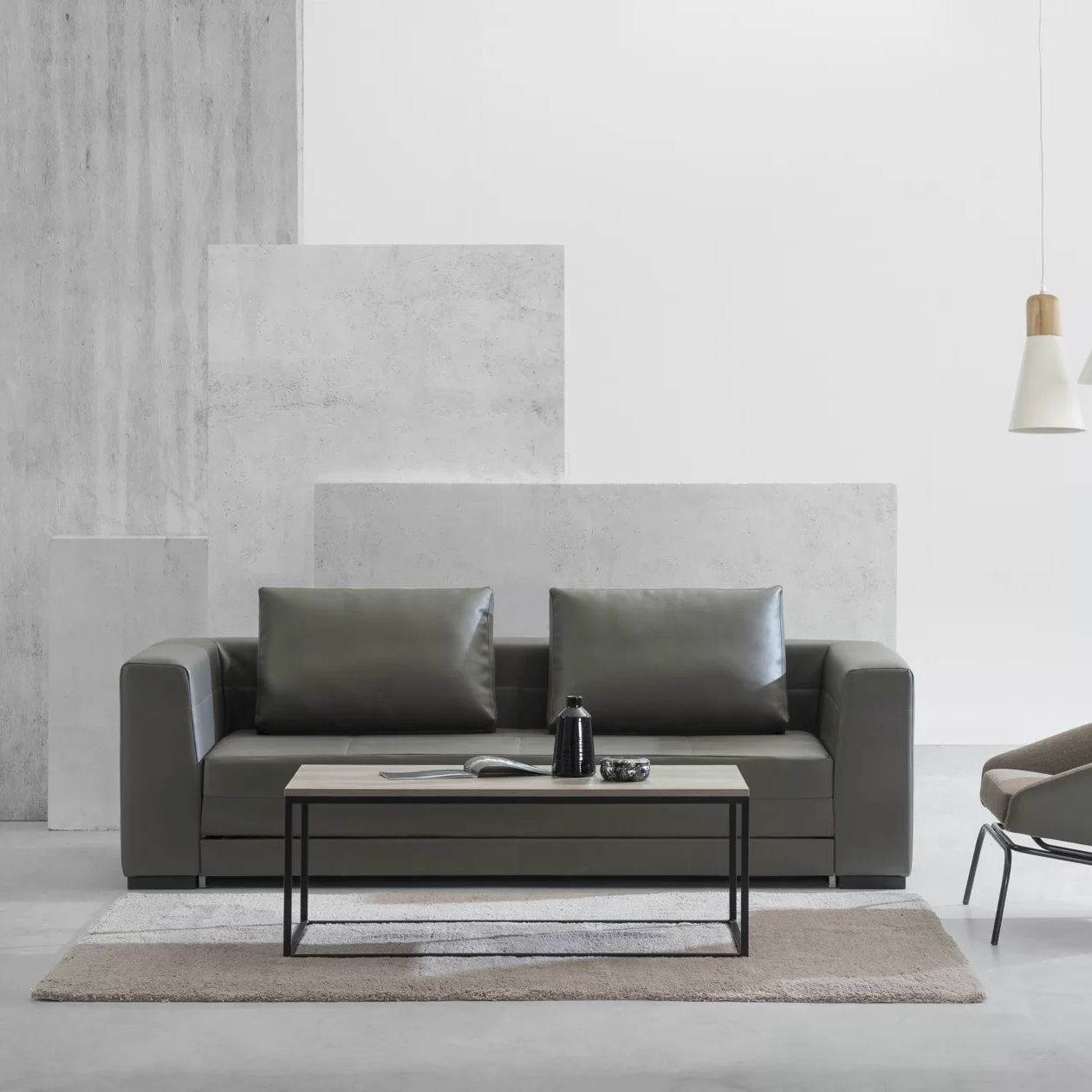 Bed sofa - ANTA - TM Leader Contract - compact / contemporary / leather