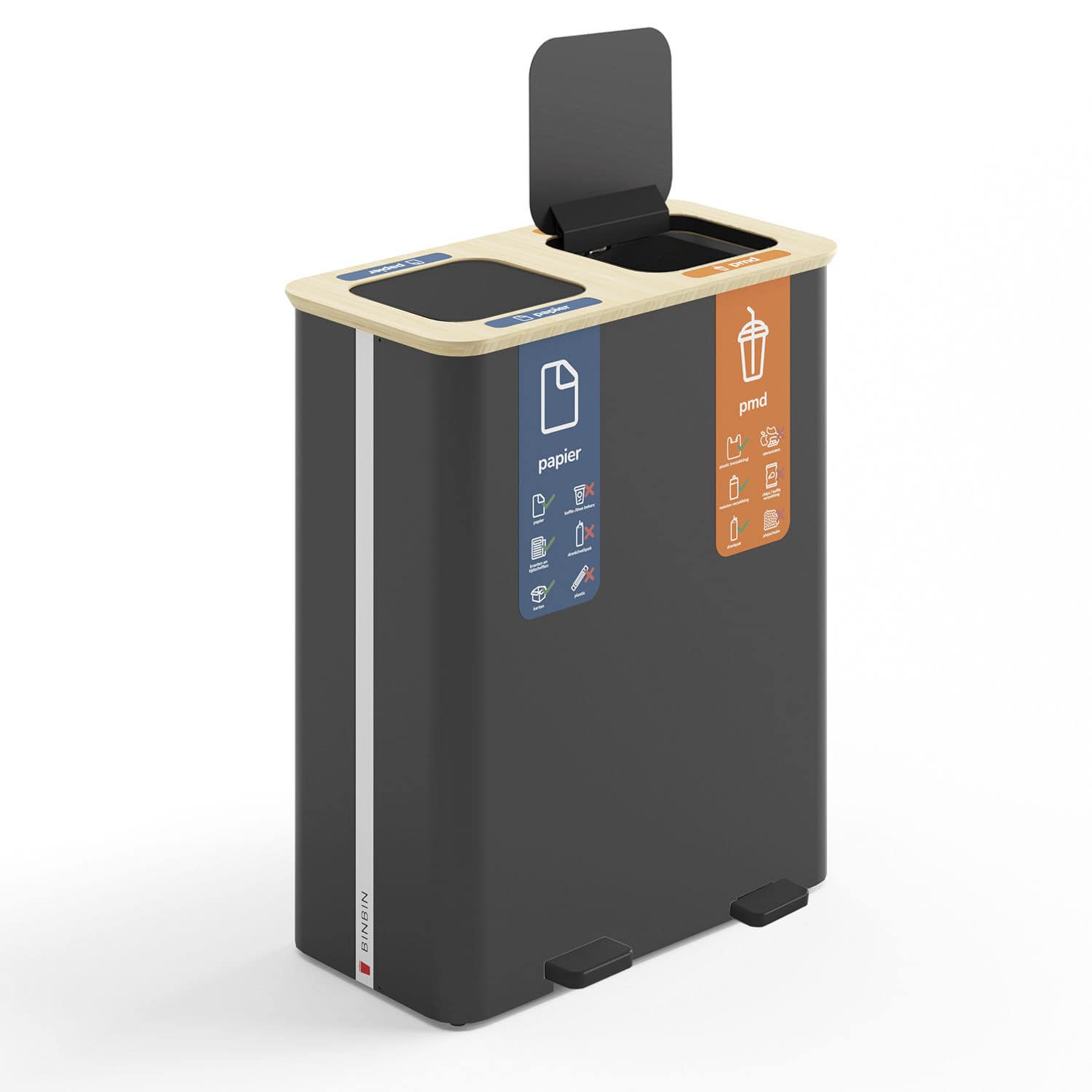 Powder-coated steel trash can - Pedal 60×2 - BINBINgroup - lacquered ...