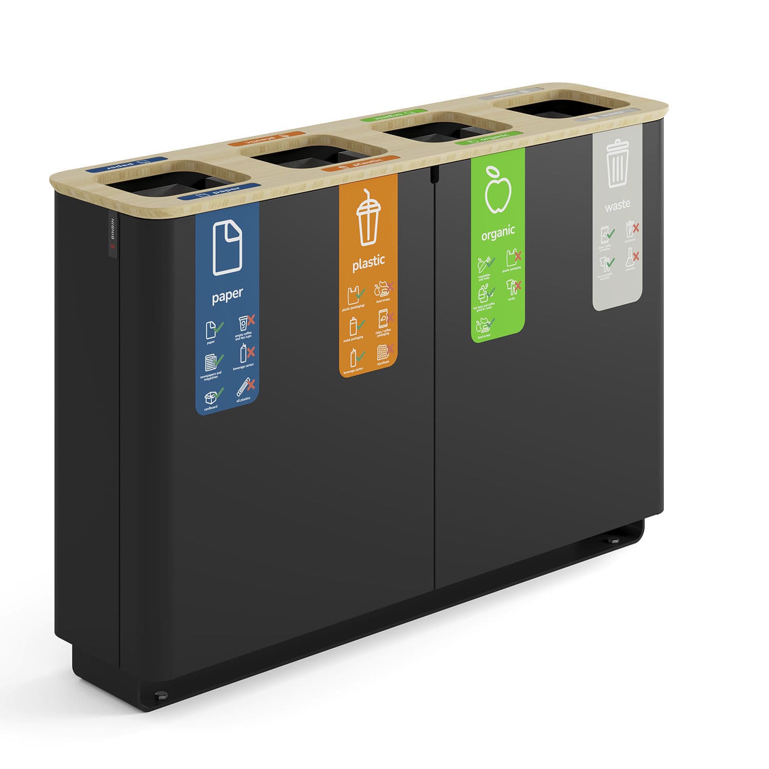 Powder-coated steel trash can - 4 - BINBINgroup - robust / 4 stream ...